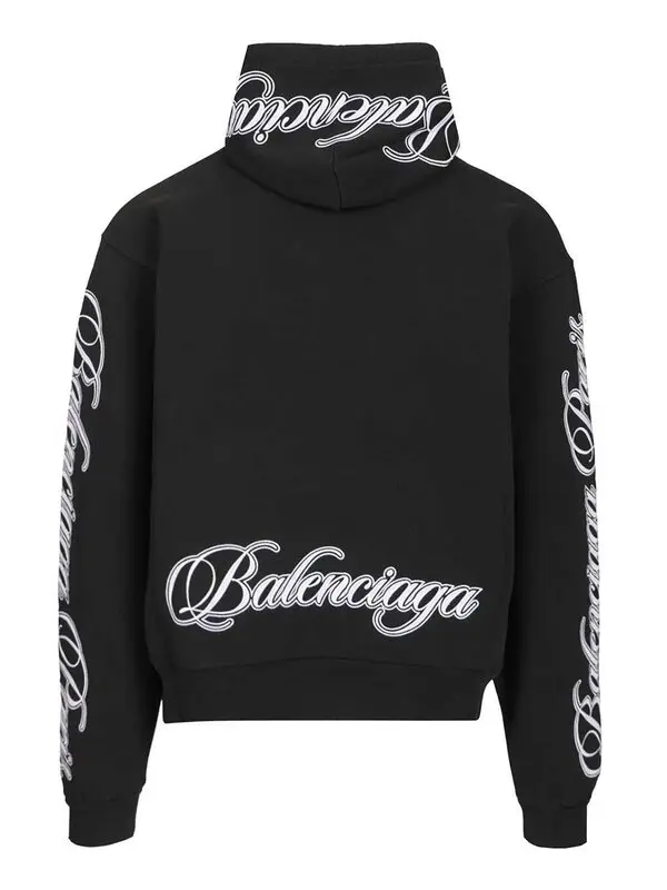 Balenciaga Cursive Oversized Hoodie - Black