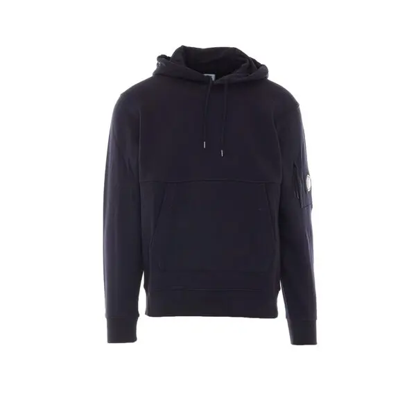 C.P. COMPANY Diagonal Raised Fleece Lens Logo Hoodie - Blue