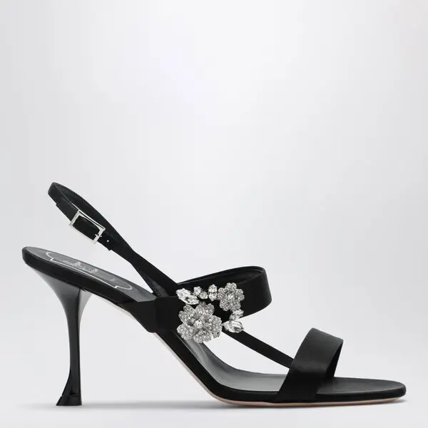 ROGER VIVIER Satin Efflorescence Sandals - Black