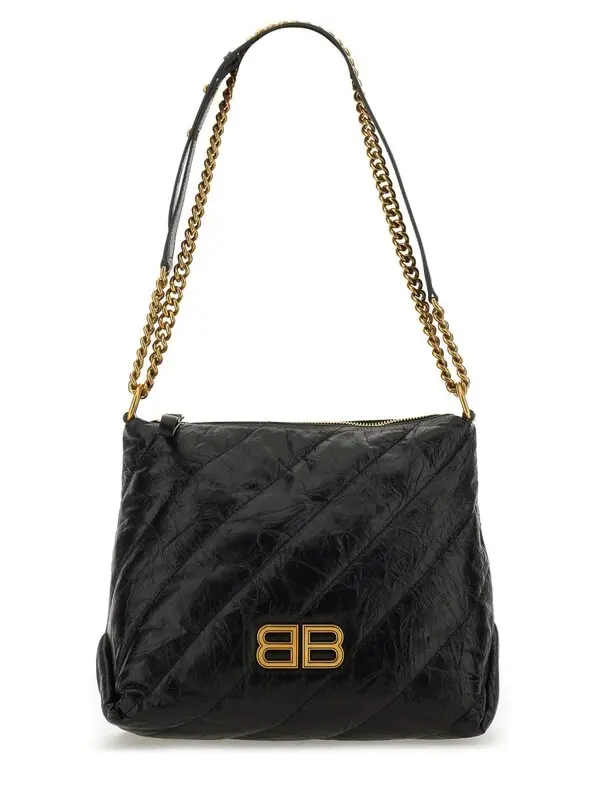 Balenciaga Crush Zipped Hobo Bag - Black