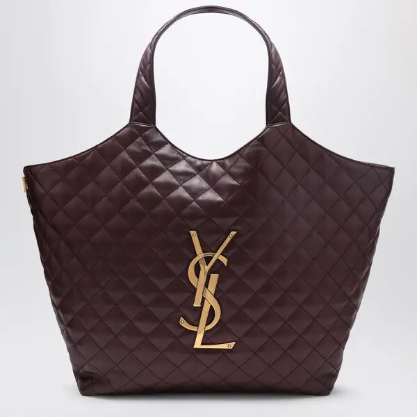 Saint Laurent Icare Oversized Quilted Leather Shopping Bag In Burgundy - Red