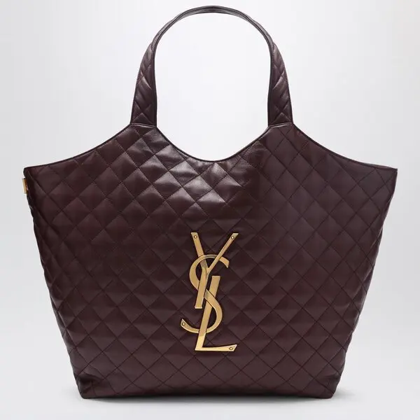 Saint Laurent Icare Oversized Quilted Leather Shopping Bag In Burgundy - Red