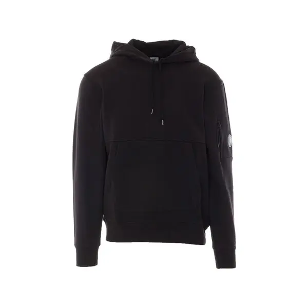 C.P. COMPANY Lens Diagonal Raised Fleece Hoodie - Black