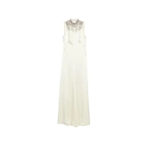 Alexander McQueen Embellished Collar Floor-length Evening Dress - Cream