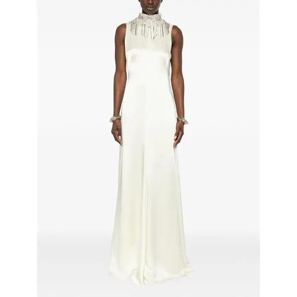 Alexander McQueen Embellished Collar Floor-length Evening Dress - Cream