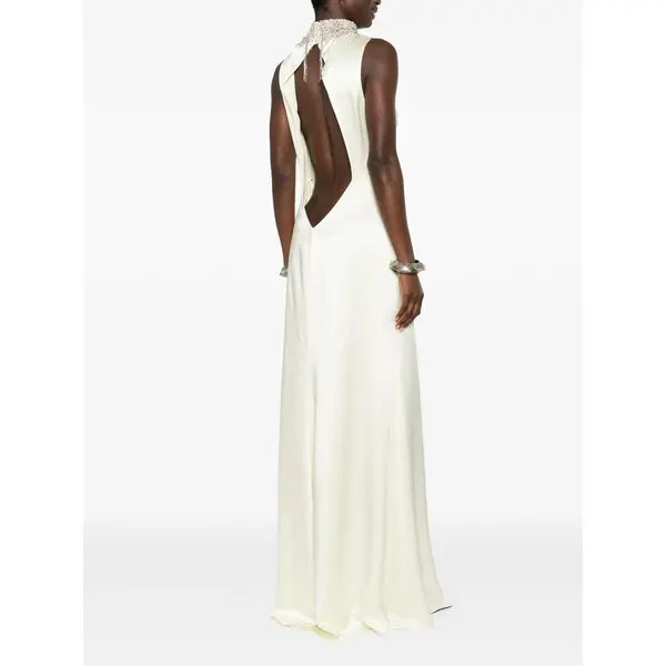 Alexander McQueen Embellished Collar Floor-length Evening Dress - Cream