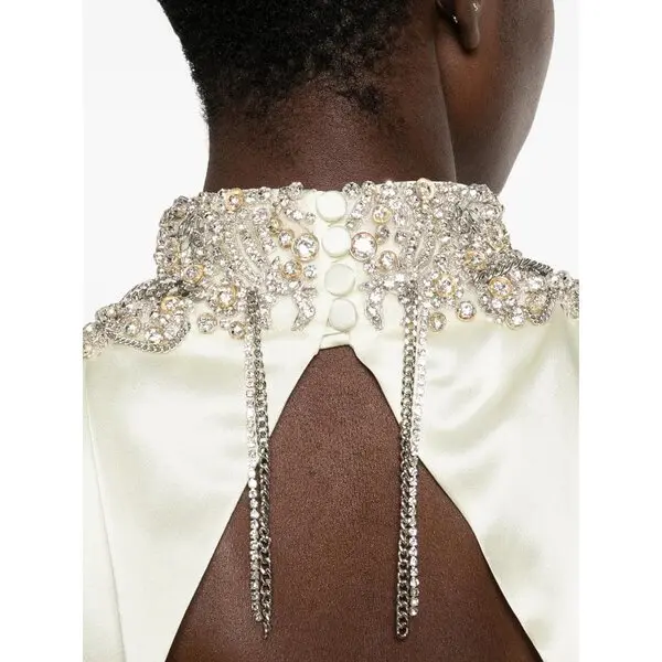 Alexander McQueen Embellished Collar Floor-length Evening Dress - Cream