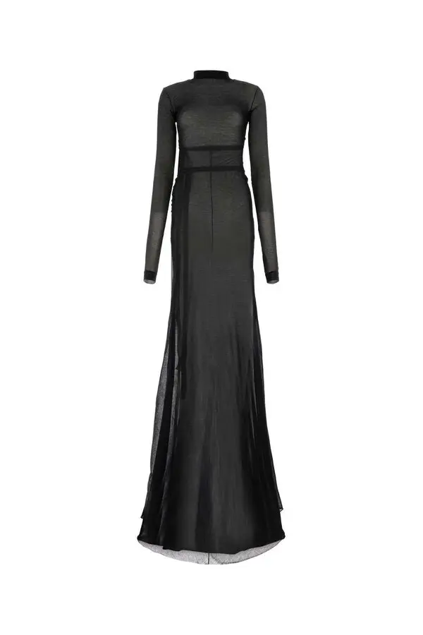 ANN DEMEULEMEESTER Cotton Blend Long Dress - Black