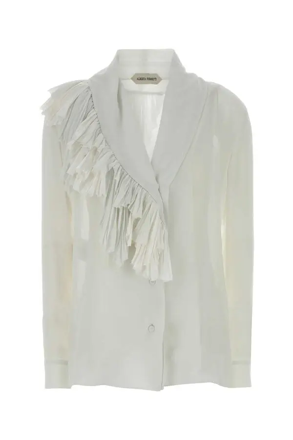 Alberta Ferretti Silk Crepe Shirt - White