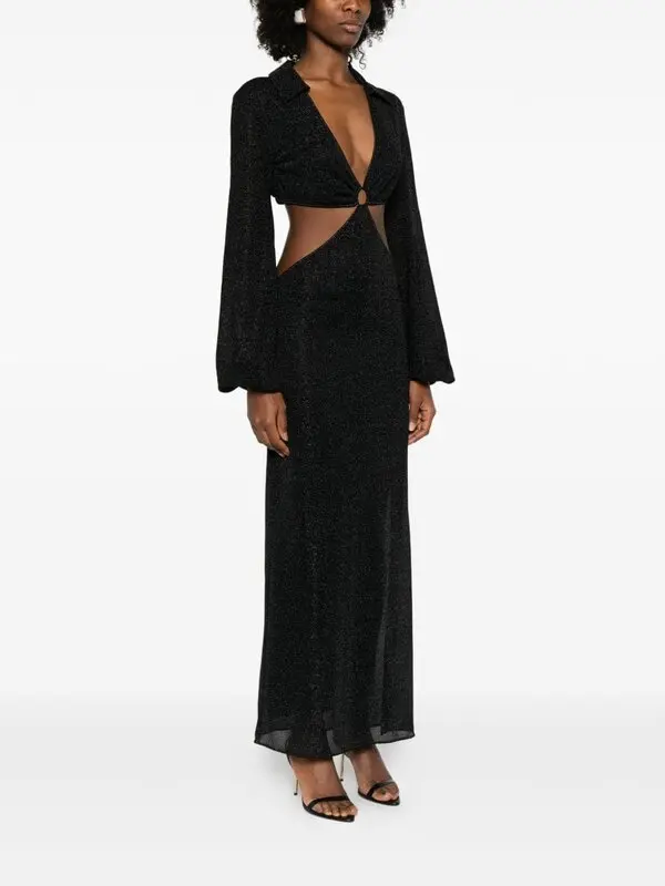 Oseree Lumière Long Dress With Cut-out - Black