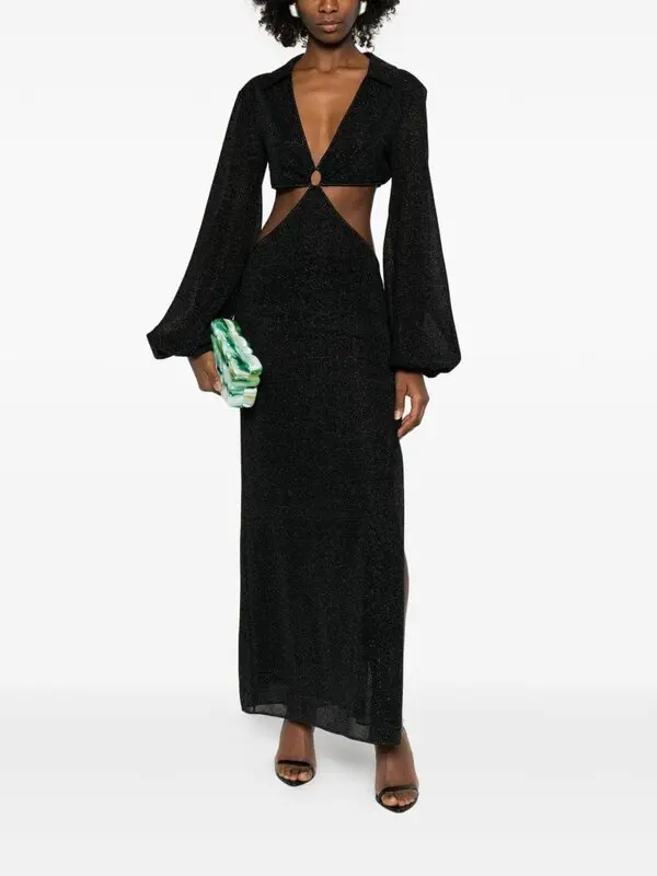 Oseree Lumière Long Dress With Cut-out - Black