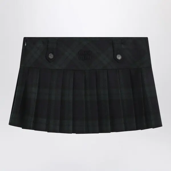 Miu Miu Pleated Wool Mini Skirt
