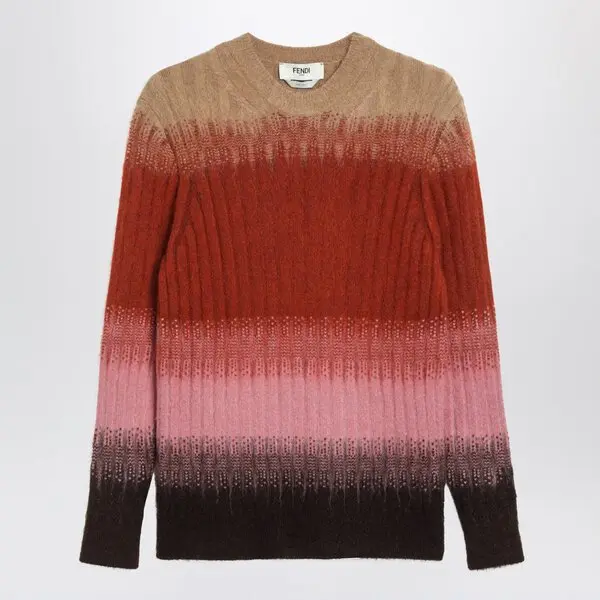 Fendi Multicoloured Mohair And Wool Sweater - Brown