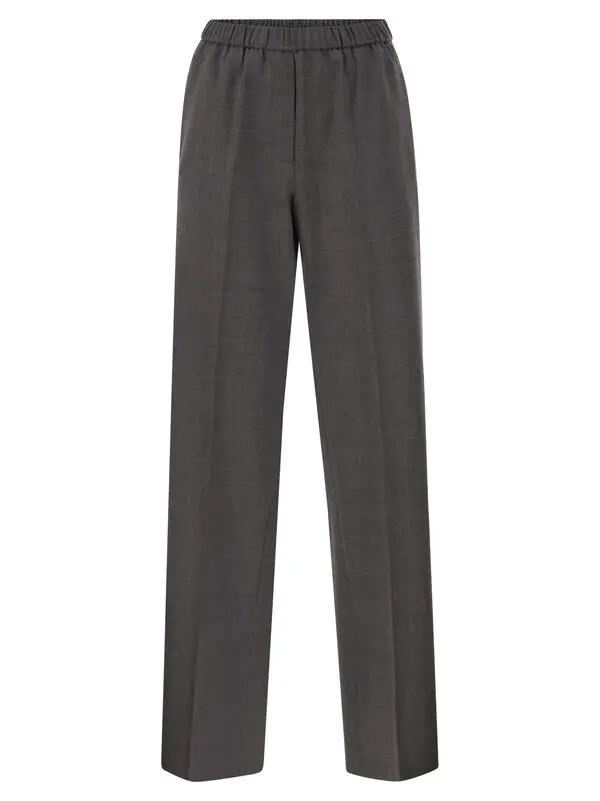 Peserico Stretch Wool Trousers With Elasticated Waistband - Multicolor