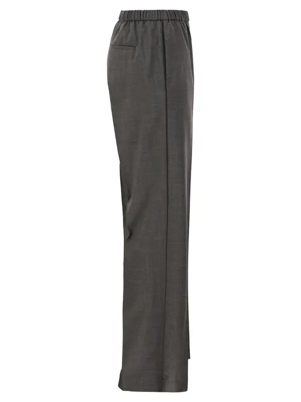 Peserico Stretch Wool Trousers With Elasticated Waistband