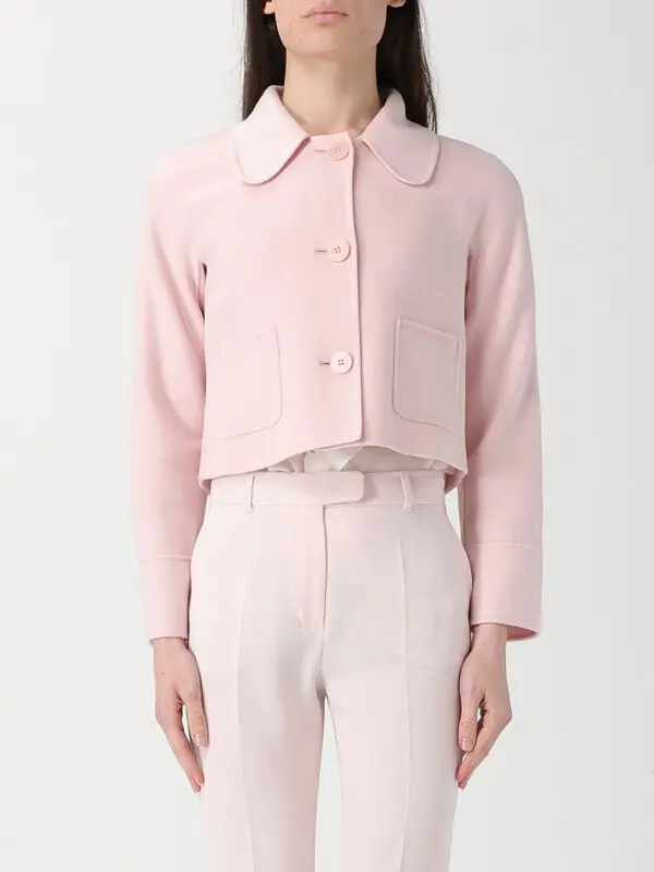 Max Mara Jacket In Virgin Wool Blend - Pink