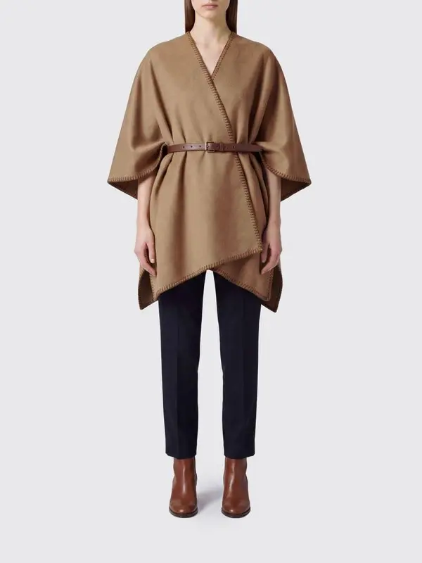 Max Mara Asymmetric Virgin Wool Cape - Cream