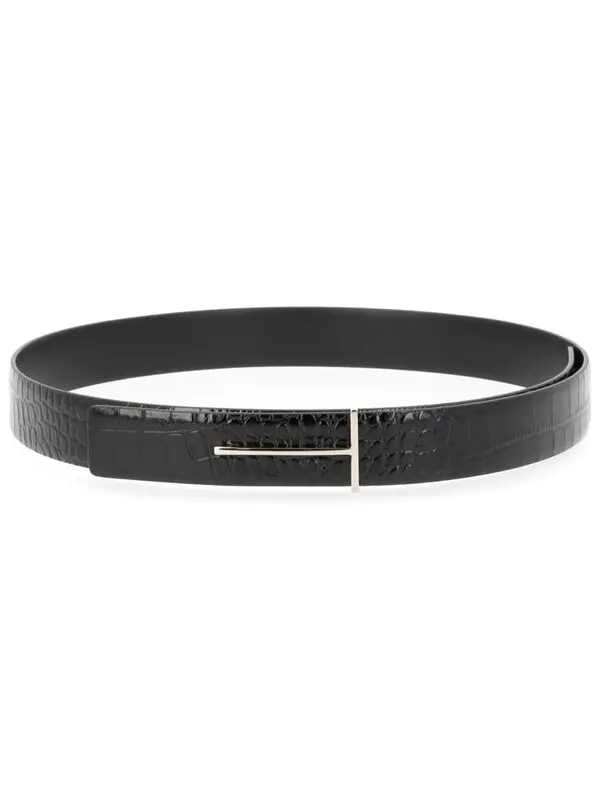 TOM FORD Leather Belt With T Buckle - Black