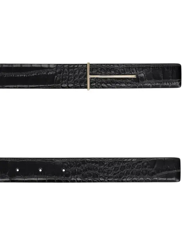 TOM FORD Leather Belt With T Buckle - Black
