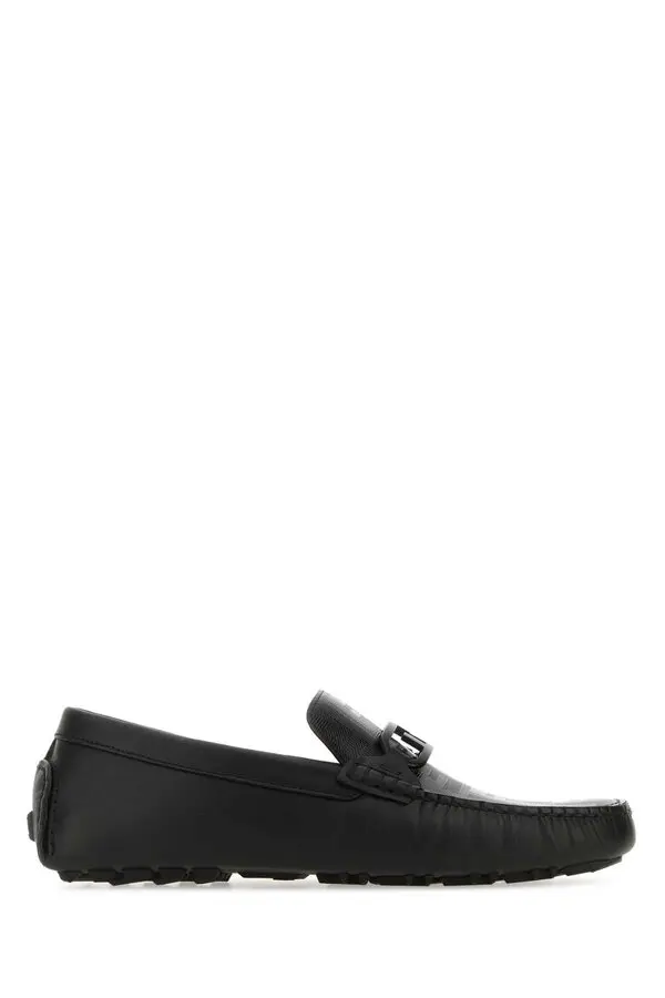 Fendi Leather Diver O Lock Loafers