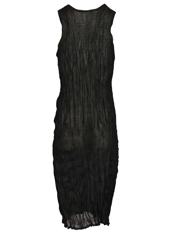 TOTEME Crinkled Knit Tank Dress - Black