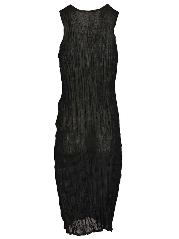 TOTEME Crinkled Knit Tank Dress - Black
