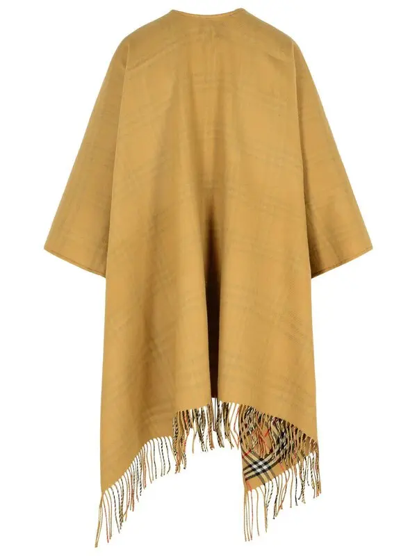 Burberry Reversible 'check' Beige Wool Cape