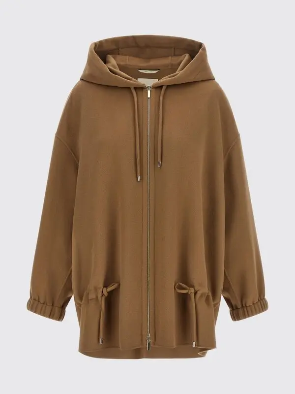 Max Mara Single-breasted Wool Hooded Coat With Zip Closure - Brown