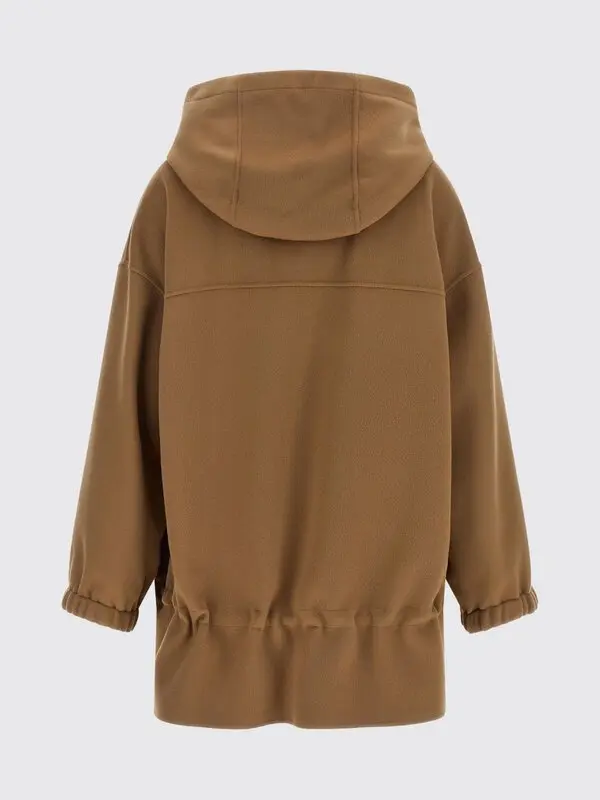 Max Mara Single-breasted Wool Hooded Coat With Zip Closure - Brown
