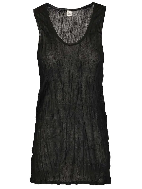 TOTEME Crinkled Knit Tank - Black