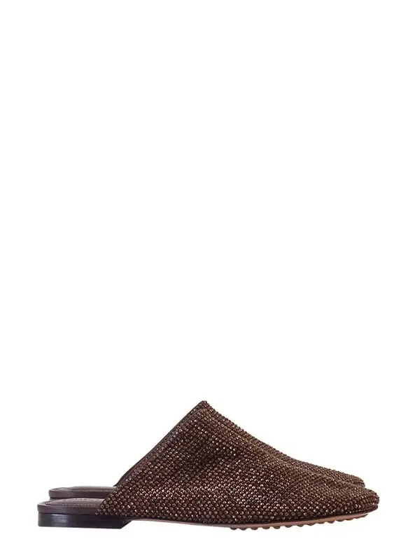Bottega Veneta Rhinestone Decorated Slipper - Brown