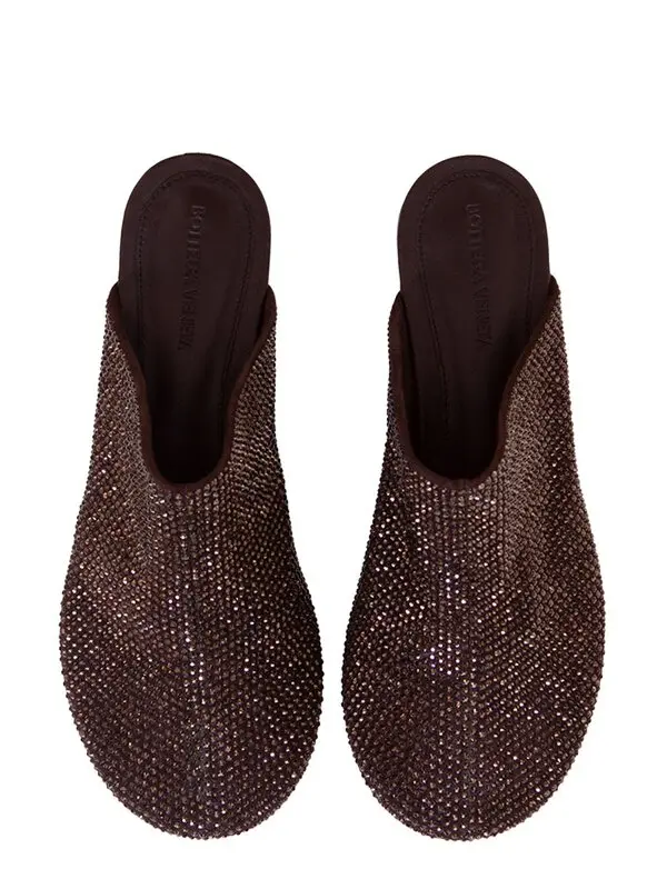 Bottega Veneta Rhinestone Slippers - Brown
