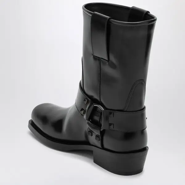 Valentino Garavani Leather Biker Rockstud Low Boot