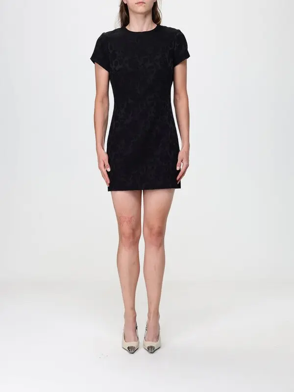 Saint Laurent Floral Print Cotton Blend Mini Sheath Dress - Black