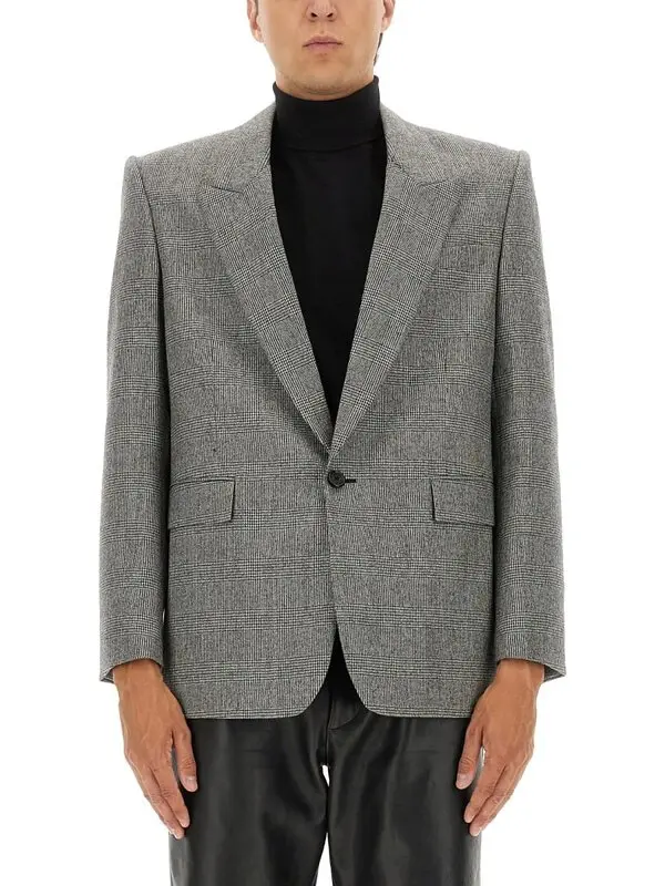 Saint Laurent Single-breasted Wool Flannel Jacket