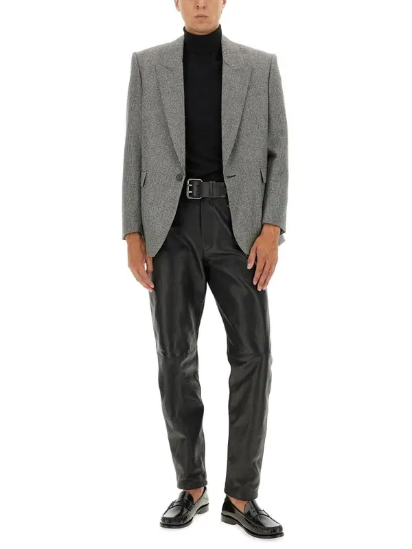 Saint Laurent Single-breasted Wool Flannel Jacket