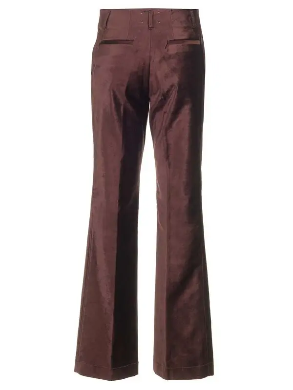 FORTE_FORTE Cotton Viscose Stretch Velvet Trumpet Shaped Pants - Brown