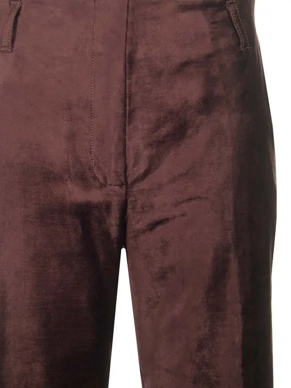 FORTE_FORTE Cotton Viscose Stretch Velvet Trumpet Shaped Pants - Brown