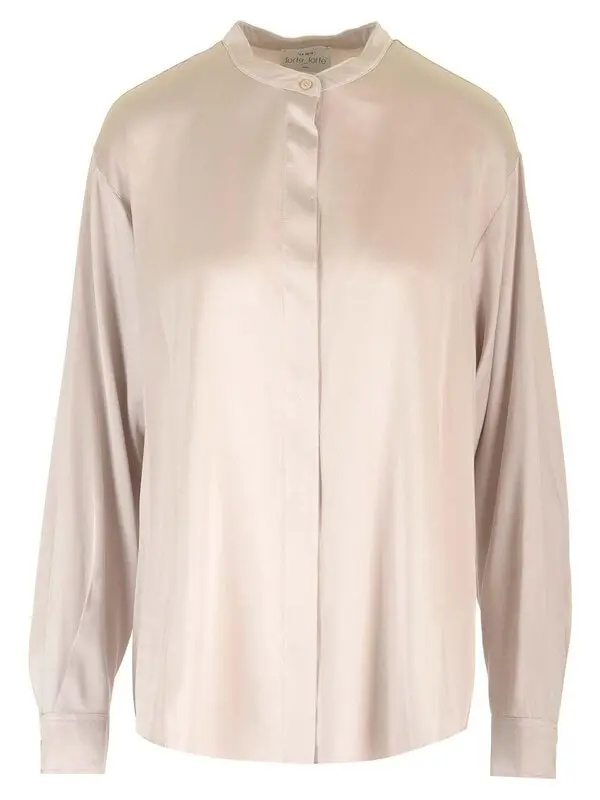 FORTE_FORTE Stretch Heavy Satin Silk Shirt - Multicolor