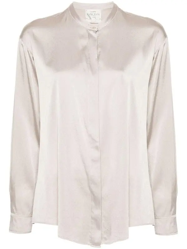 FORTE_FORTE Stretch Heavy Satin Silk Shirt - Multicolor