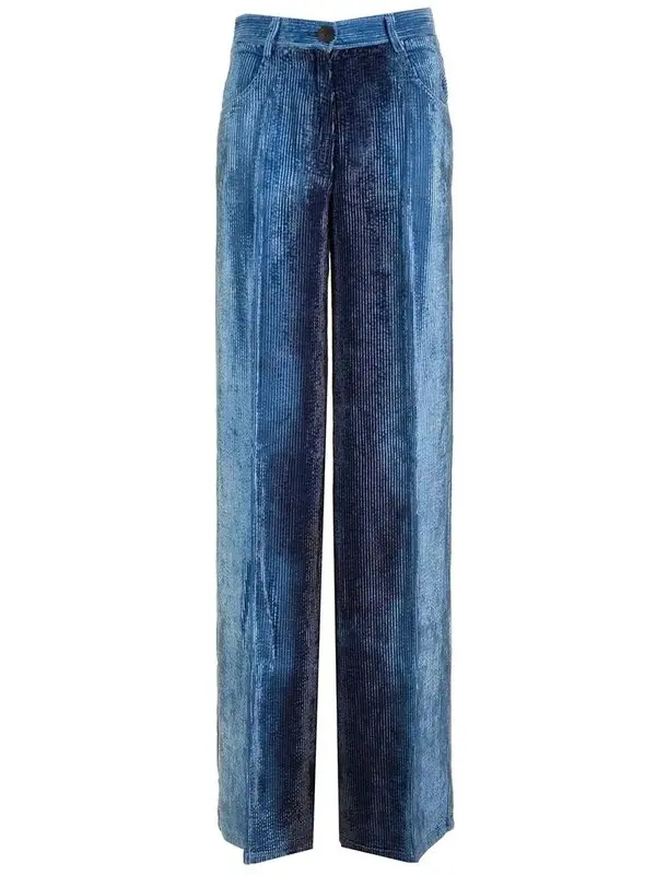 FORTE_FORTE Degradé Denim Velvet Wide Leg Pants Delav - Blue