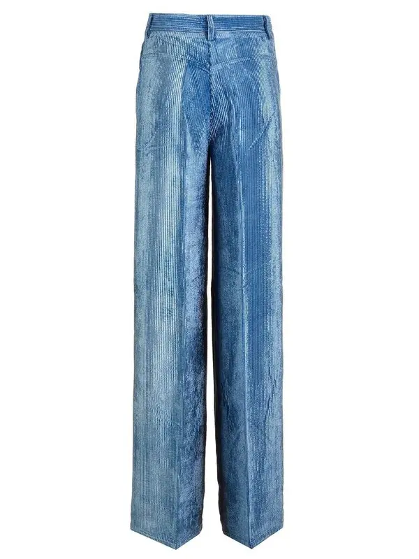 FORTE_FORTE Degradé Denim Velvet Wide Leg Pants Delav - Blue