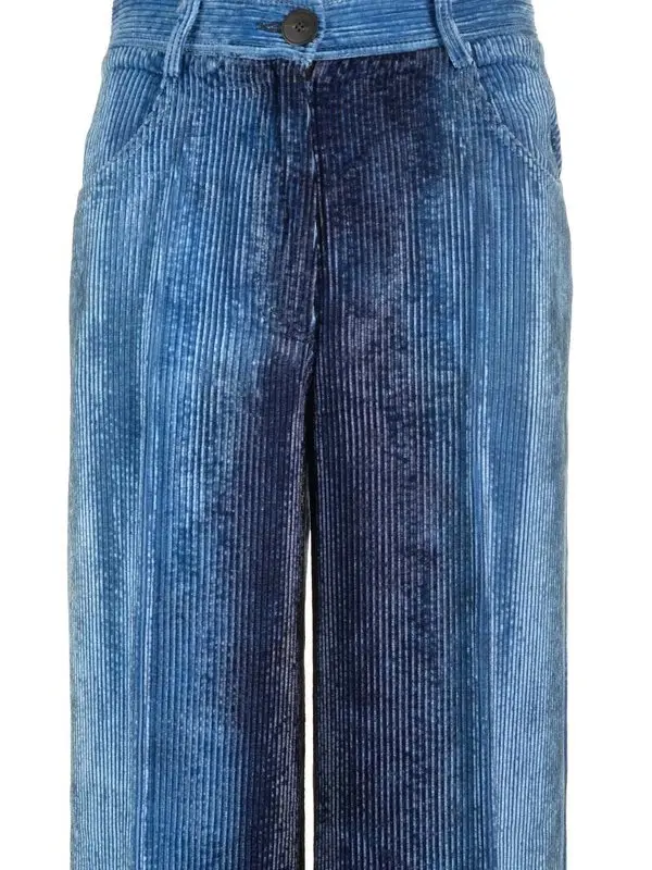FORTE_FORTE Degradé Denim Velvet Wide Leg Pants Delav - Blue