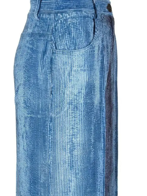 FORTE_FORTE Degradé Denim Velvet Wide Leg Pants Delav - Blue