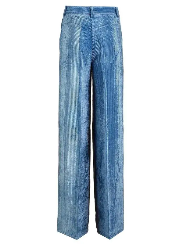 FORTE_FORTE Degradé Denim Velvet Wide Leg Pants - Blue