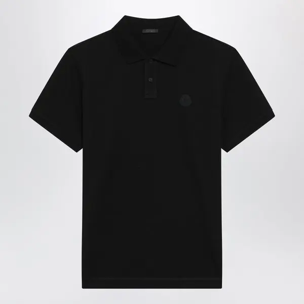 Moncler Cotton Pique Polo Shirt With Logo Patch