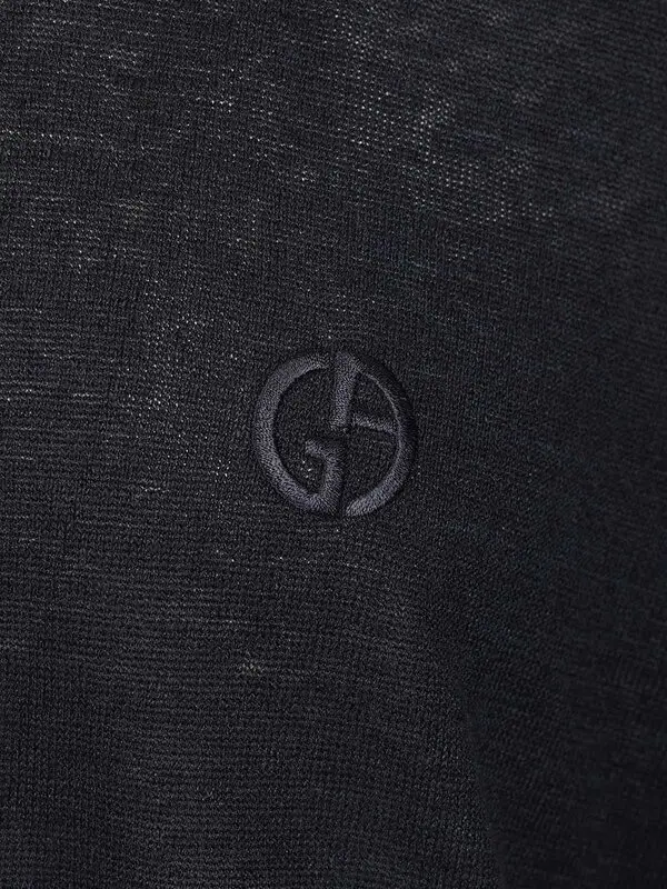 Giorgio Armani Crew Neck Sweater In Linen And Silk