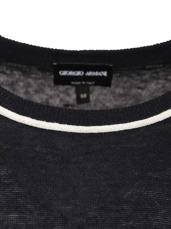Giorgio Armani Crew Neck Sweater In Linen And Silk