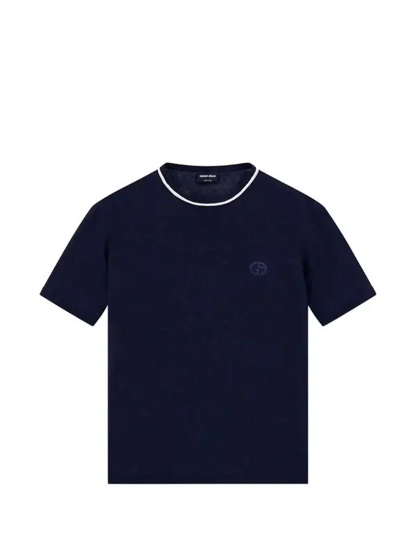 Giorgio Armani Crew Neck Sweater In Linen And Silk