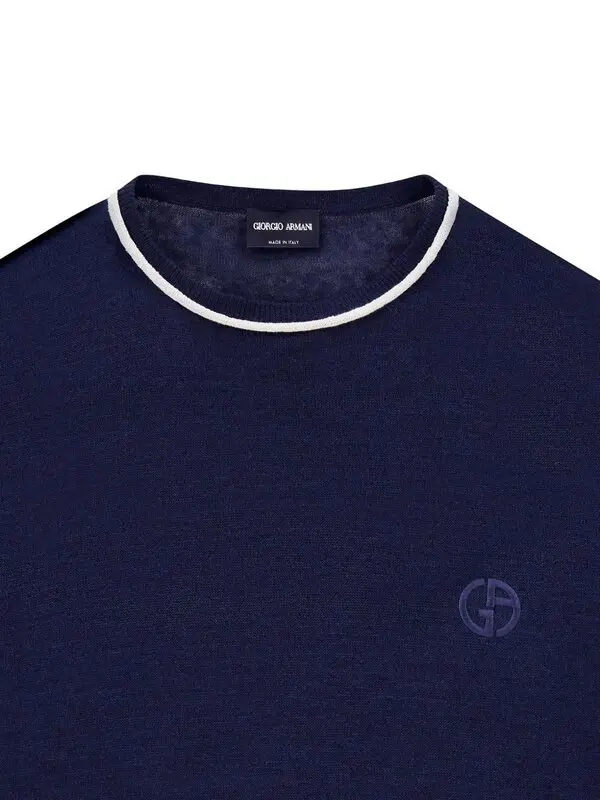 Giorgio Armani Crew Neck Sweater In Linen And Silk